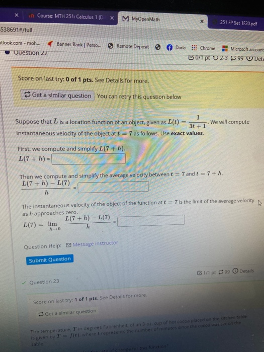 Solved in Course: MTH 251: Calculus 1 (D M MyOpen Math 251 | Chegg.com