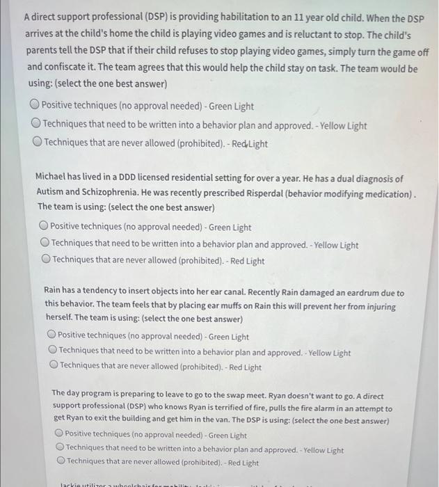 Solved A direct support professional (DSP) is providing | Chegg.com