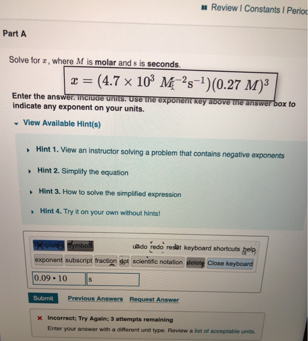Solved Review Constants 1 Perioc Part A Solve for 2, where M | Chegg.com
