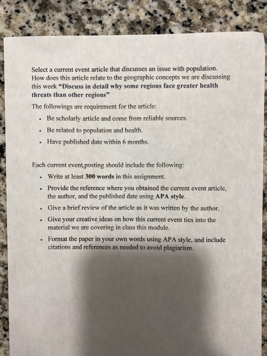 Solved Select a current event article that discusses an | Chegg.com