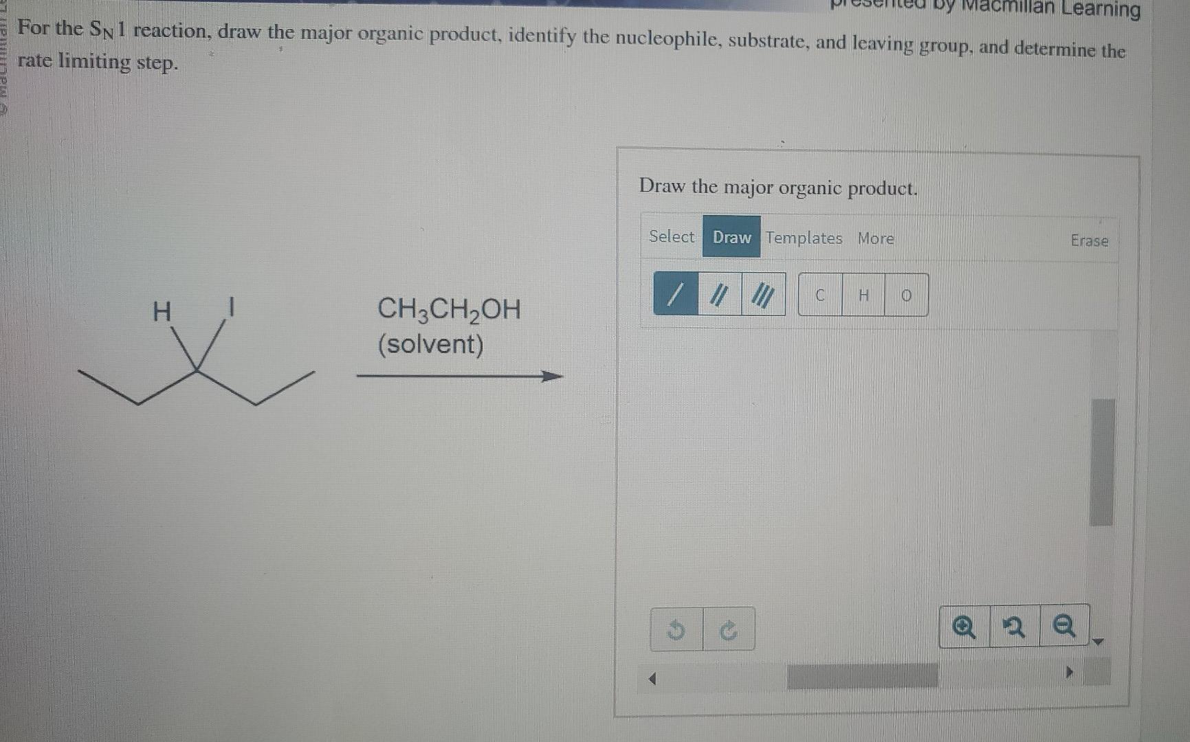 For the SN1 reaction, draw the major organic product, | Chegg.com