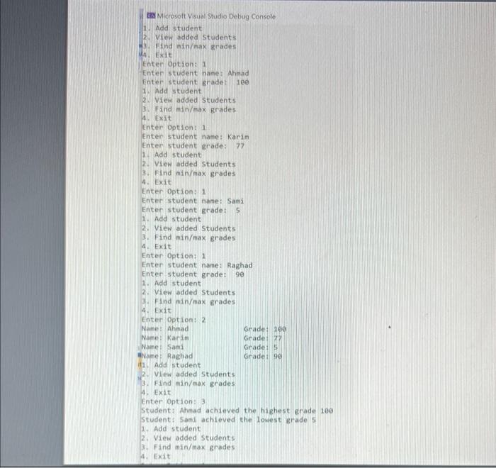 Solved EA Microsolt Visual Studio Debug Console 1. Add | Chegg.com