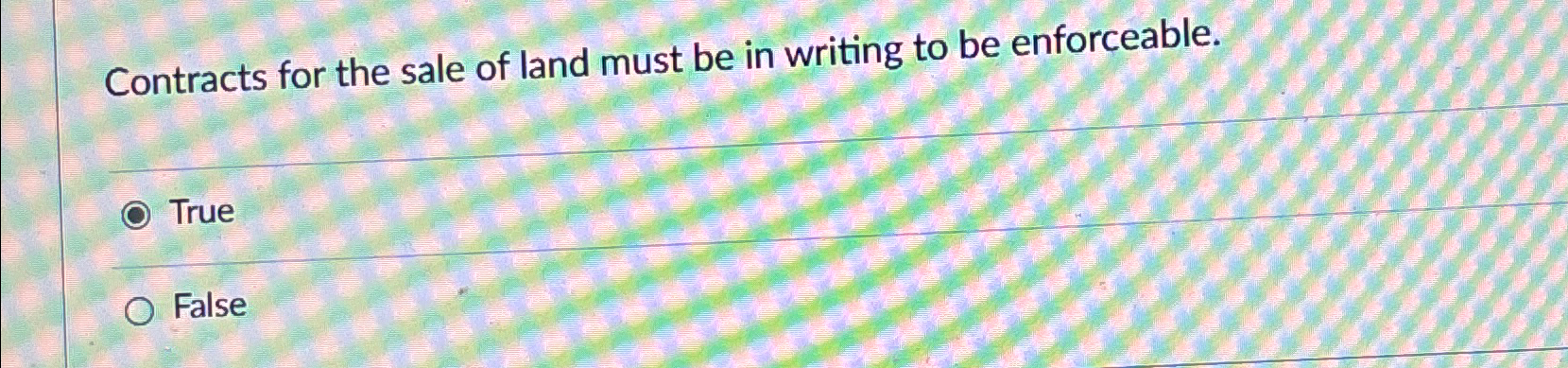 Solved Contracts for the sale of land must be in writing to | Chegg.com
