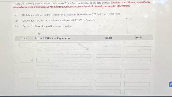 Solved Record the following transactions on the books of | Chegg.com