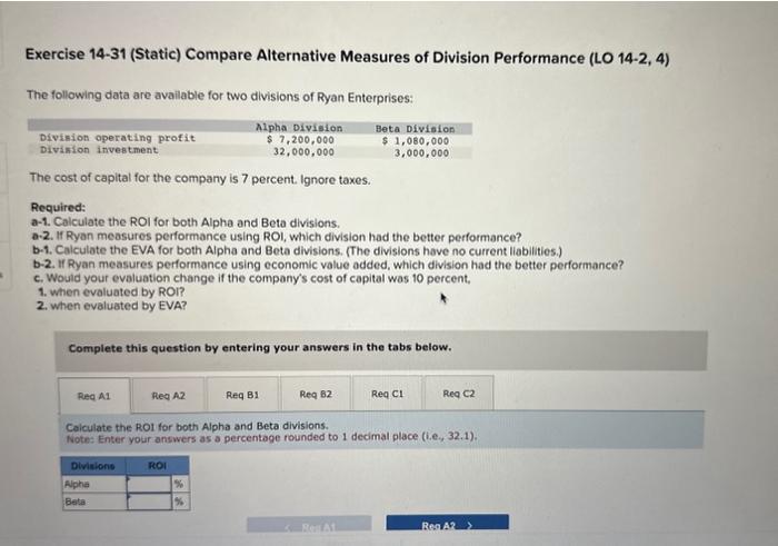 Solved Exercise 14-31 (Static) Compare Alternative Measures | Chegg.com