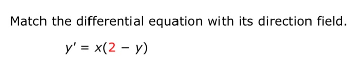 Solved Match the differential equation with its direction | Chegg.com