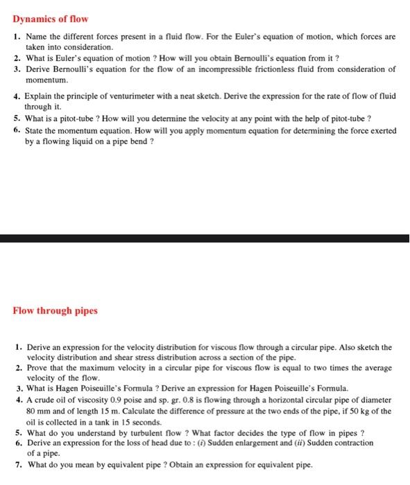 Solved Introduction and Fluid statics 1. Define the | Chegg.com
