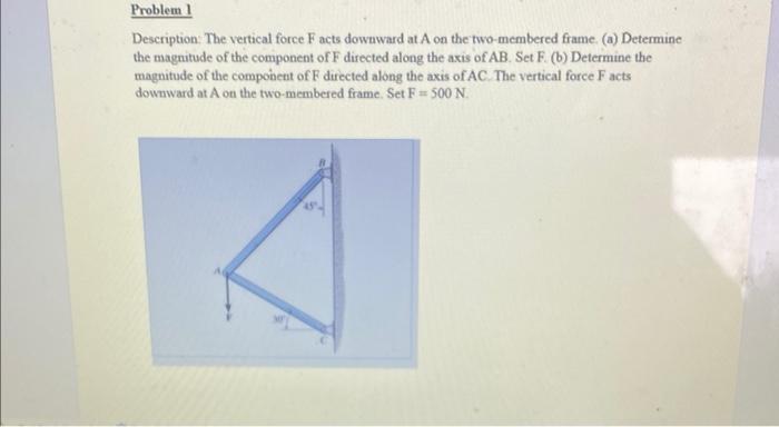 Solved Description: The vertical force F acts downward at A | Chegg.com