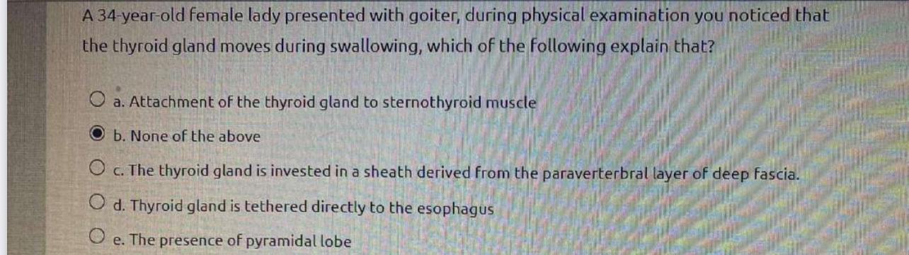 Solved A 34-year-old female lady presented with goiter, | Chegg.com
