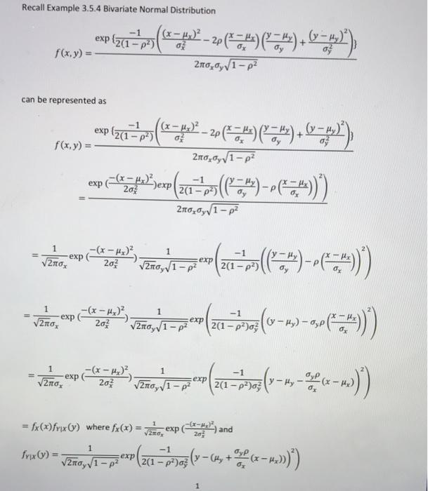 Solved Recall Example 3.5.4 Bivariate Normal Distribution | Chegg.com