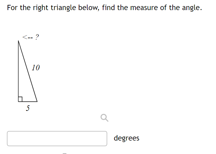 Solved For the right triangle below, find the measure of the | Chegg.com
