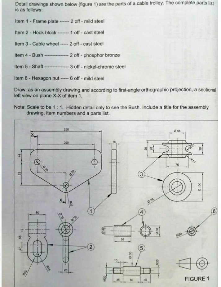 Solved Detail drawings shown below (figure 1) are the parts | Chegg.com