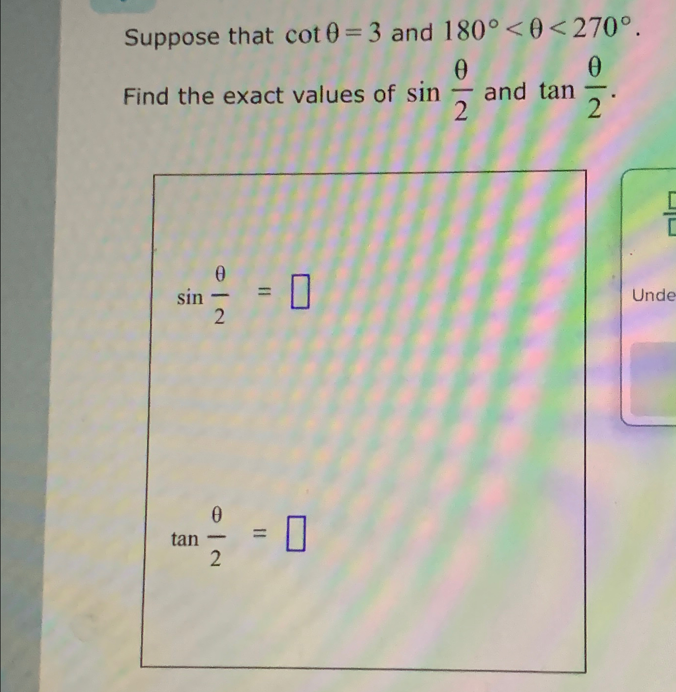Solved Suppose that cotθ=3 ﻿and 180°