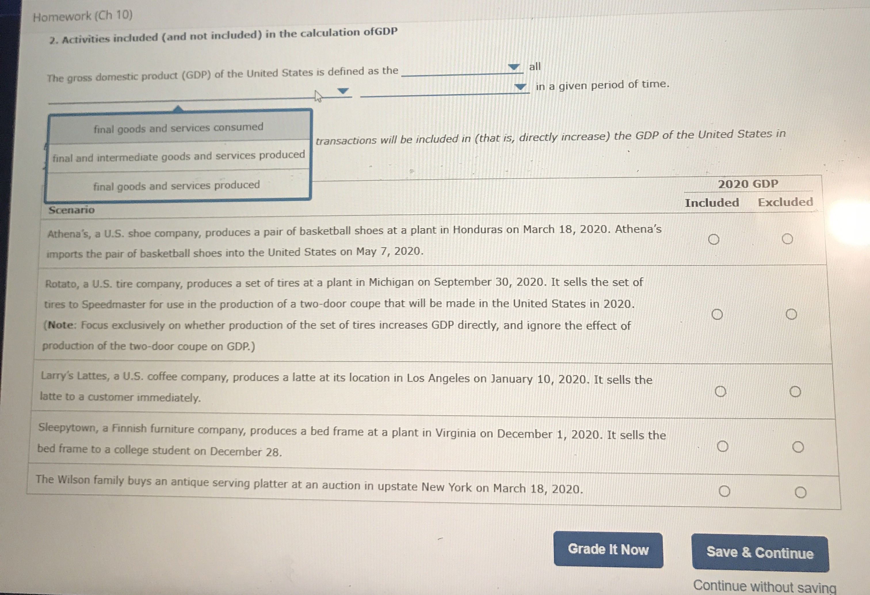 Solved Homework (Ch 10)2. ﻿Activities included (and not | Chegg.com