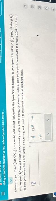 Solved Ammonium perchlorste (NH4ClO4) is a powerful solid | Chegg.com