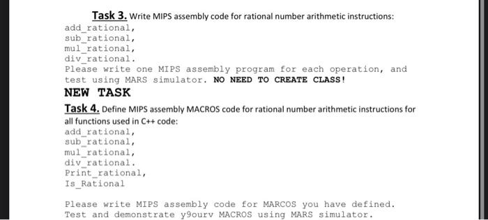 Solved Task 3. Write MIPS assembly code for rational number | Chegg.com