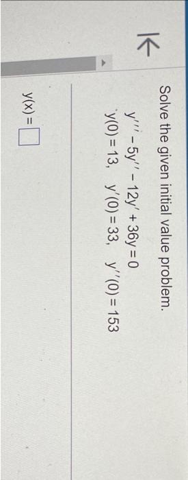 Solved Solve the given initial value problem. | Chegg.com