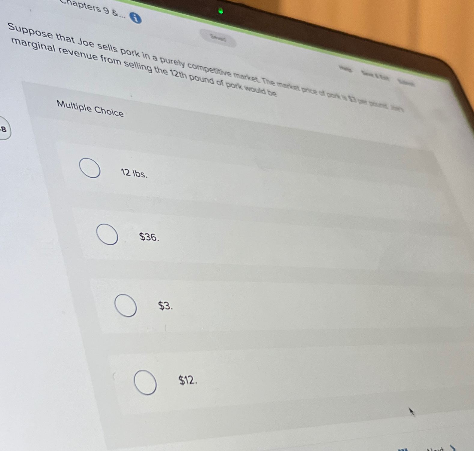 Solved marginal revenue from selling the 12 ﻿th pound of | Chegg.com