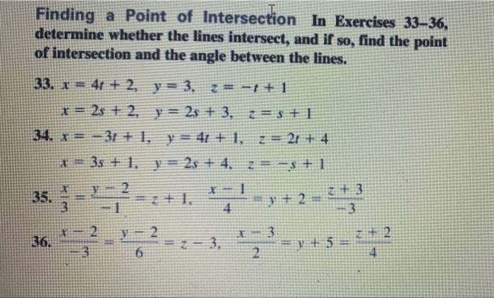 Solved Finding a Point of Intersection In Exercises 33–36, | Chegg.com