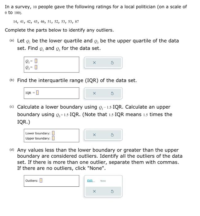 Solved In a survey, 10 people gave the following ratings for | Chegg.com