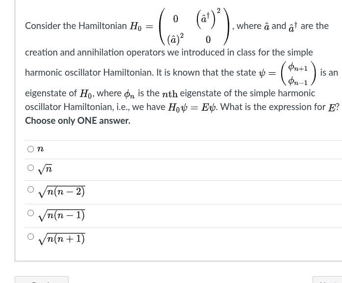 Solved = 0 Consider the Hamiltonian Ho where â and at are | Chegg.com