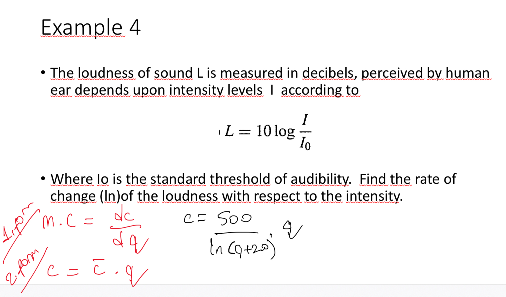 Solved Example 4The loudness of sound L ﻿is measured in | Chegg.com