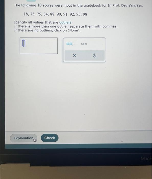 Solved The following 10 scores were input in the gradebook | Chegg.com