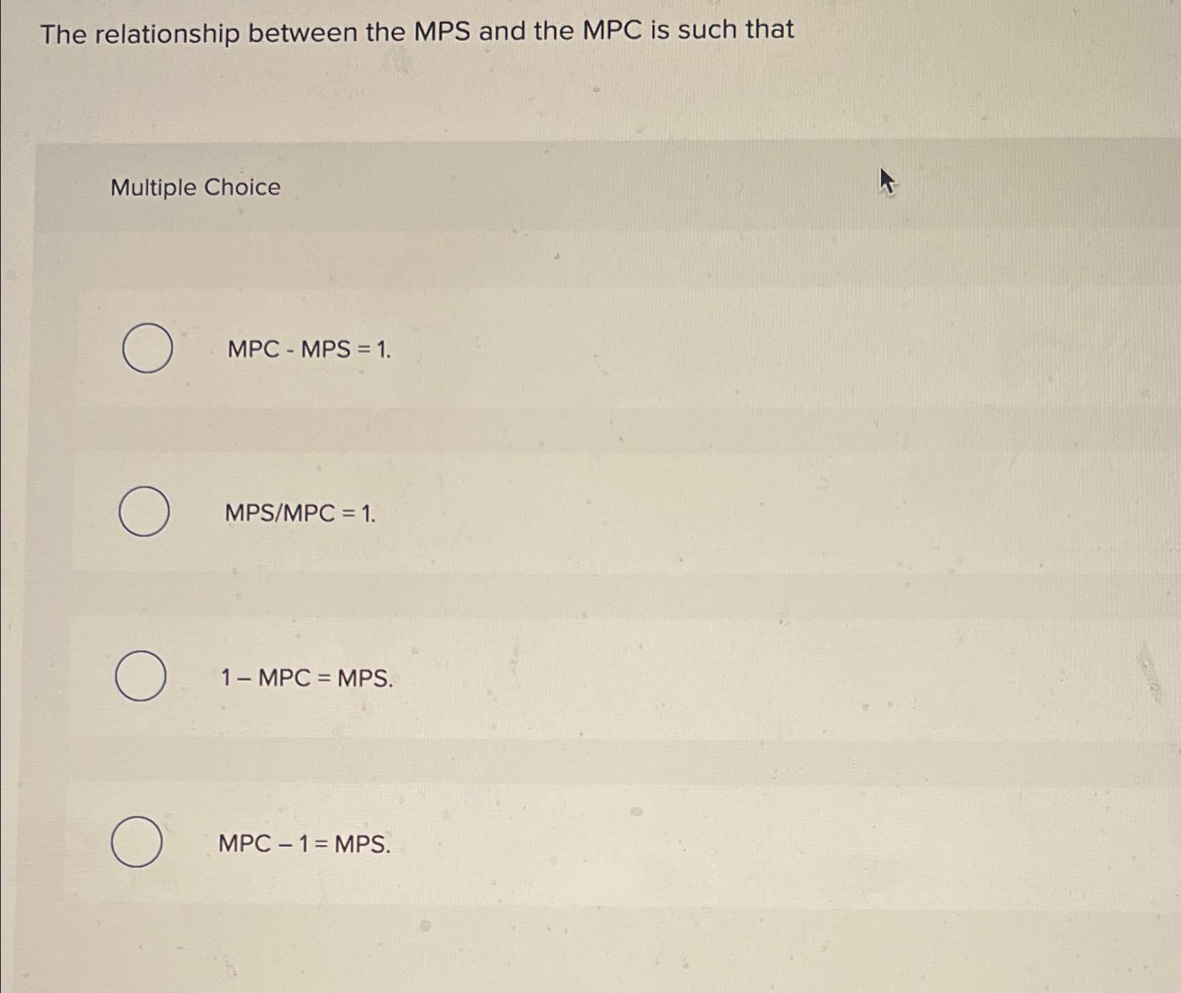 Solved The relationship between the MPS and the MPC is such | Chegg.com