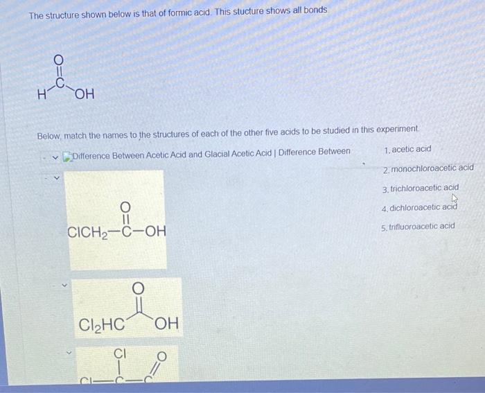 Solved The structure shown below is that of formic acid. | Chegg.com