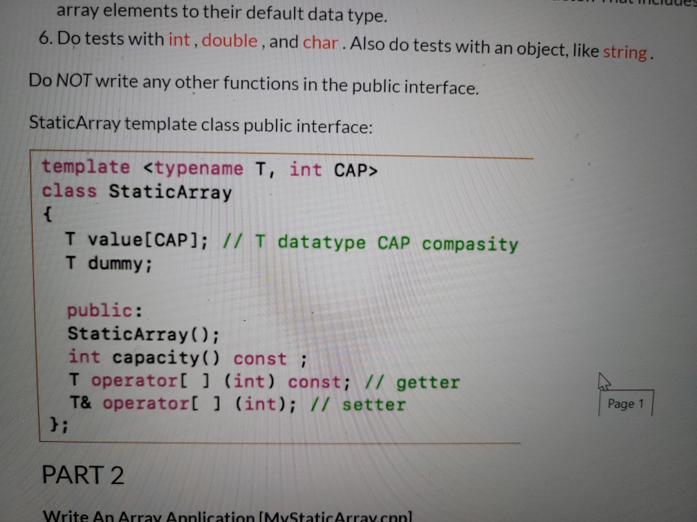 Array Elements To Their Default Data Type 6 Do Tests With Int Double And Char Also Do Tests
