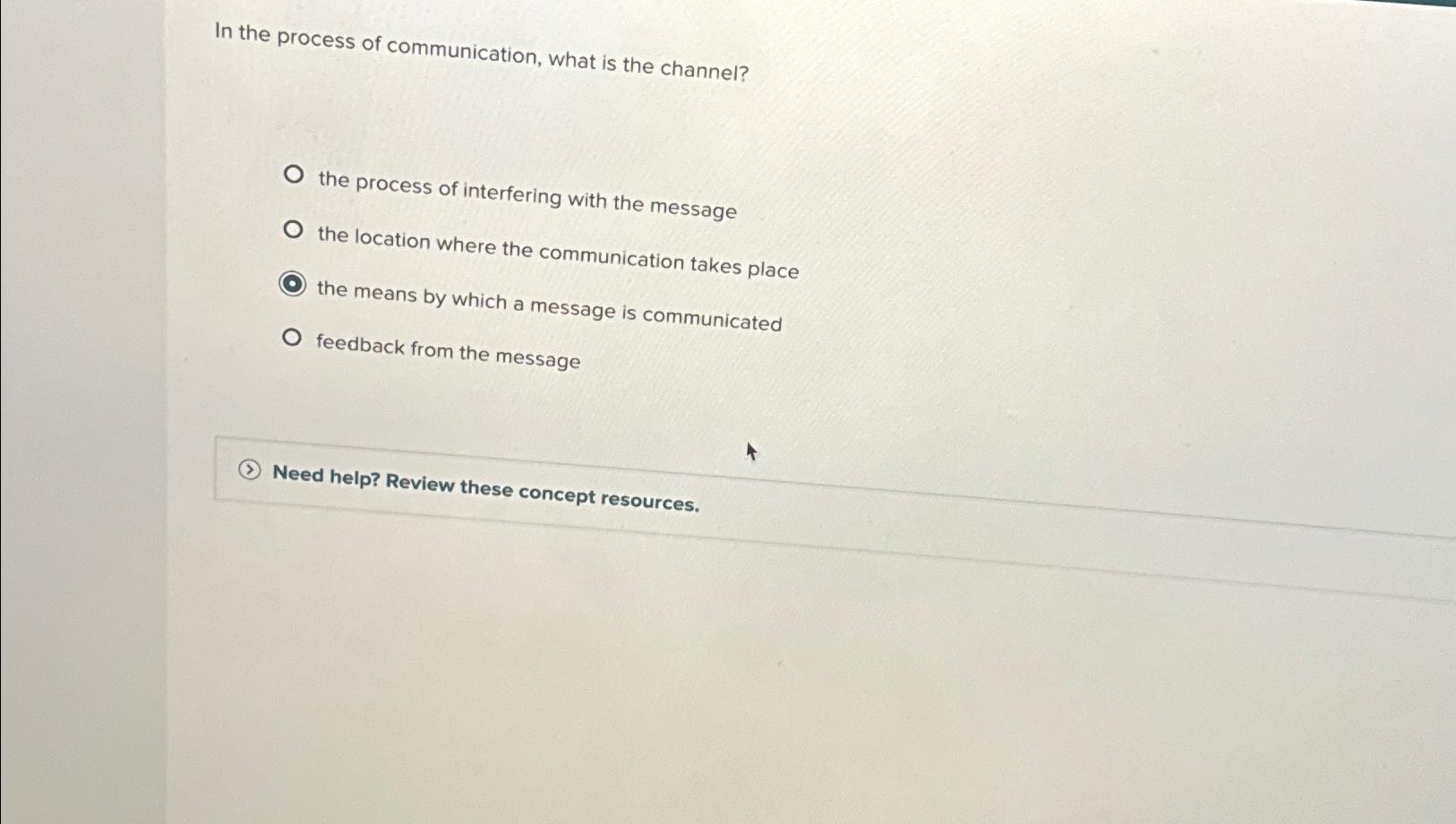 Solved In the process of communication, what is the | Chegg.com