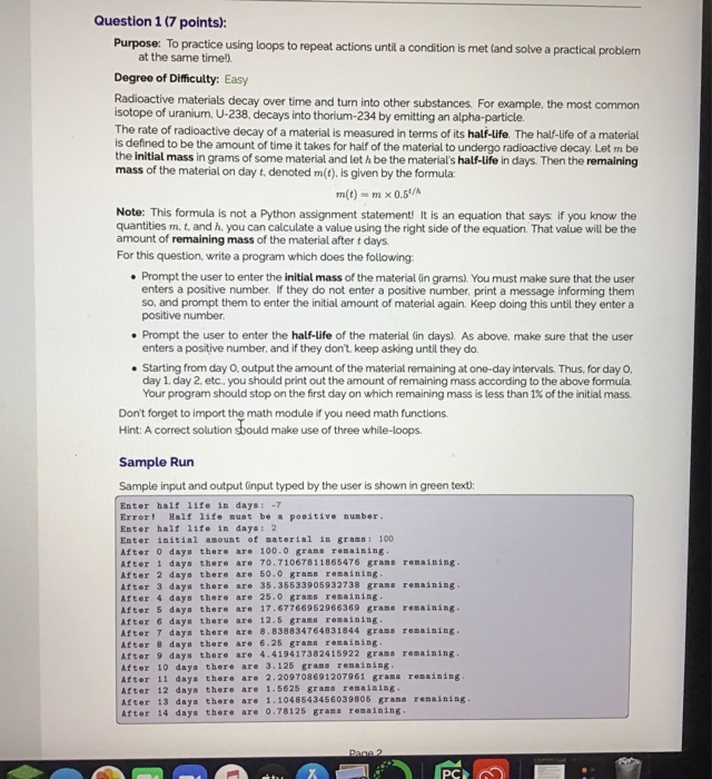 Solved Question 1(7 points): Purpose: To practice using | Chegg.com