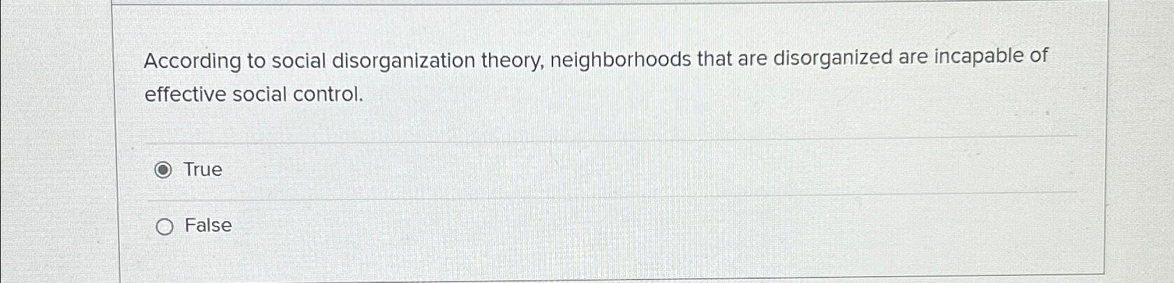 Solved According to social disorganization theory, | Chegg.com