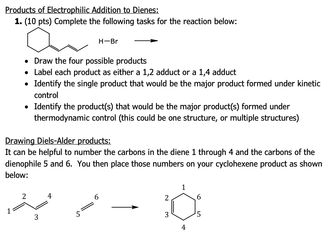 Solved Products of Electrophilic Addition to Dienes:(10 | Chegg.com