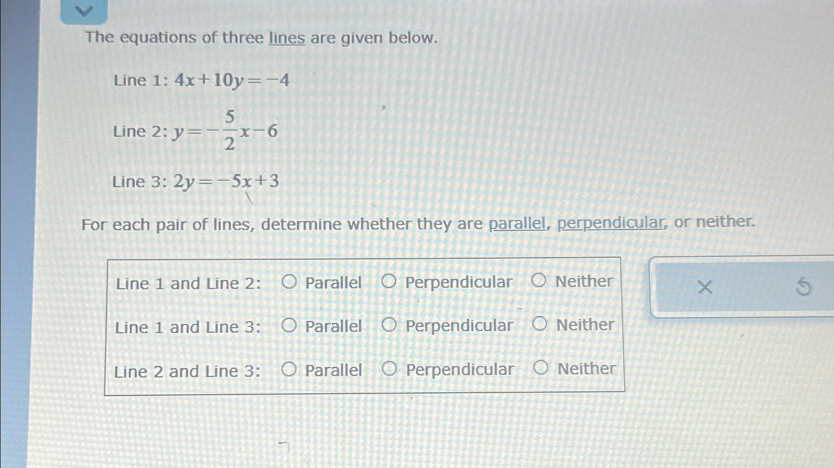 Solved The equations of three lines are given below.Line | Chegg.com