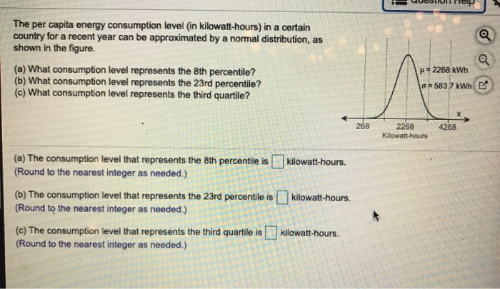 Solved The per capita energy consumption level (in | Chegg.com