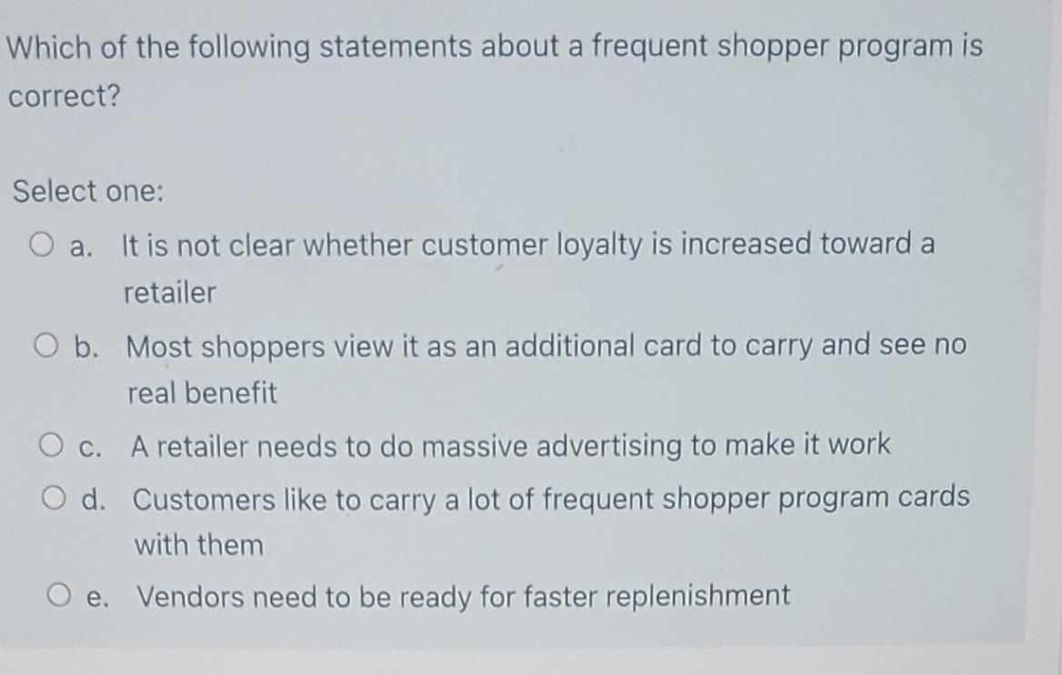 Solved Which of the following statements about a frequent | Chegg.com