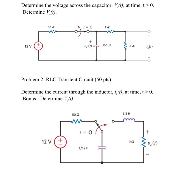 Solved Determine the voltage across the capacitor, V (t), at | Chegg.com