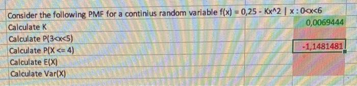 Solved Consider the following PMF for a continius random | Chegg.com