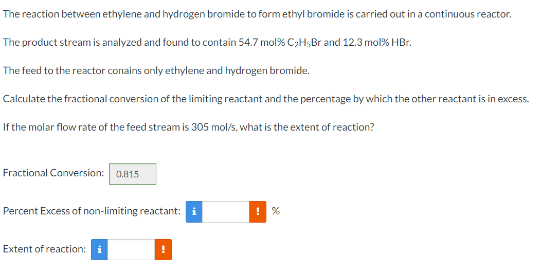 Solved The reaction between ethylene and hydrogen bromide to | Chegg.com