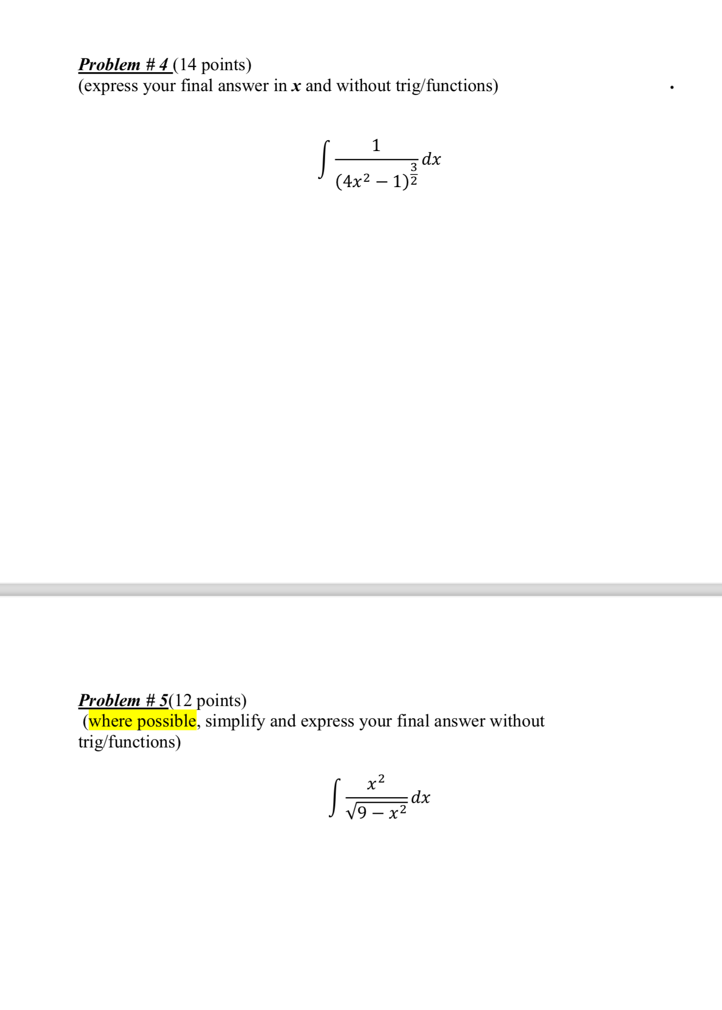 Solved Problem # 4 (14 ﻿points)(express your final answer in | Chegg.com