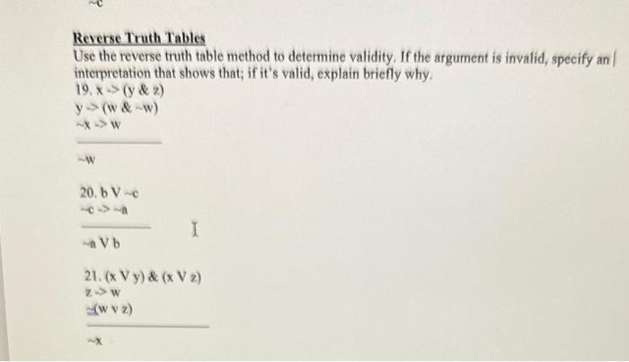 Reverse Truth Tables Use the reverse truth table | Chegg.com