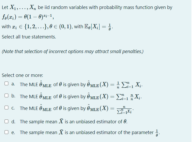 Solved = Let X1, ..., Xn be iid random variables with | Chegg.com