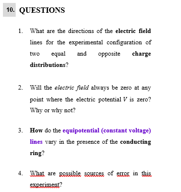 Solved EQUAL POTENTIAL AND ELECTRICITYSolution to FIELD LINE | Chegg.com