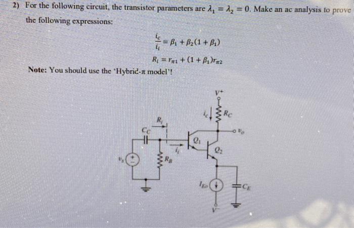 Solved For the circuit below, the transistor parameters are | Chegg.com