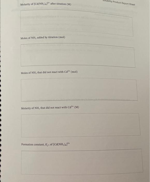 Solved Reoort Table KSP.1: Part B Data. Titration of CdC2O4 | Chegg.com