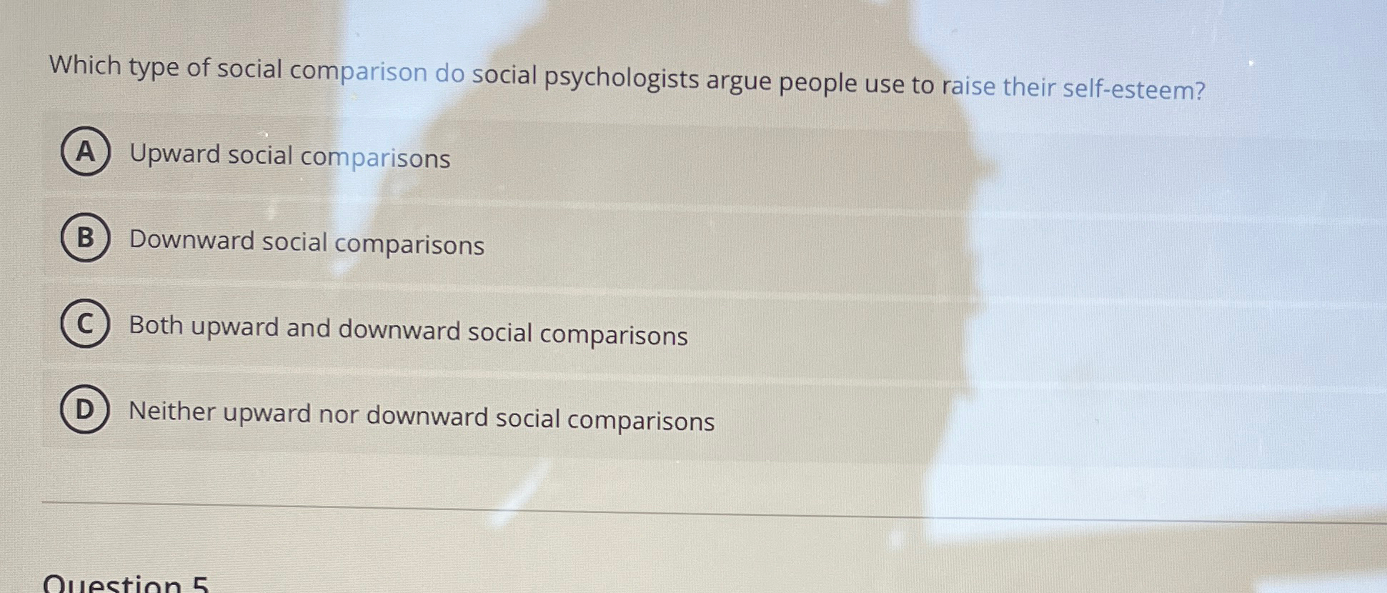 Solved Which type of social comparison do social | Chegg.com