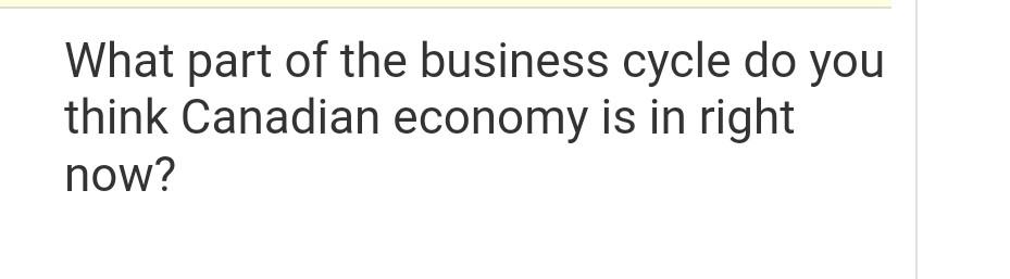 Solved What part of the business cycle do you think Canadian | Chegg.com