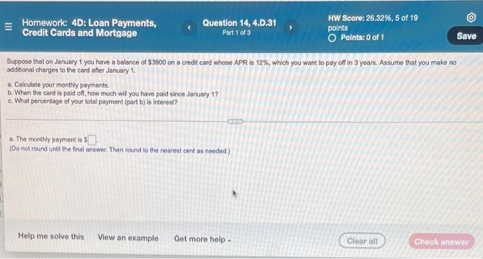 Solved Homework: 4D: Loan Payments, Credit Cards and | Chegg.com