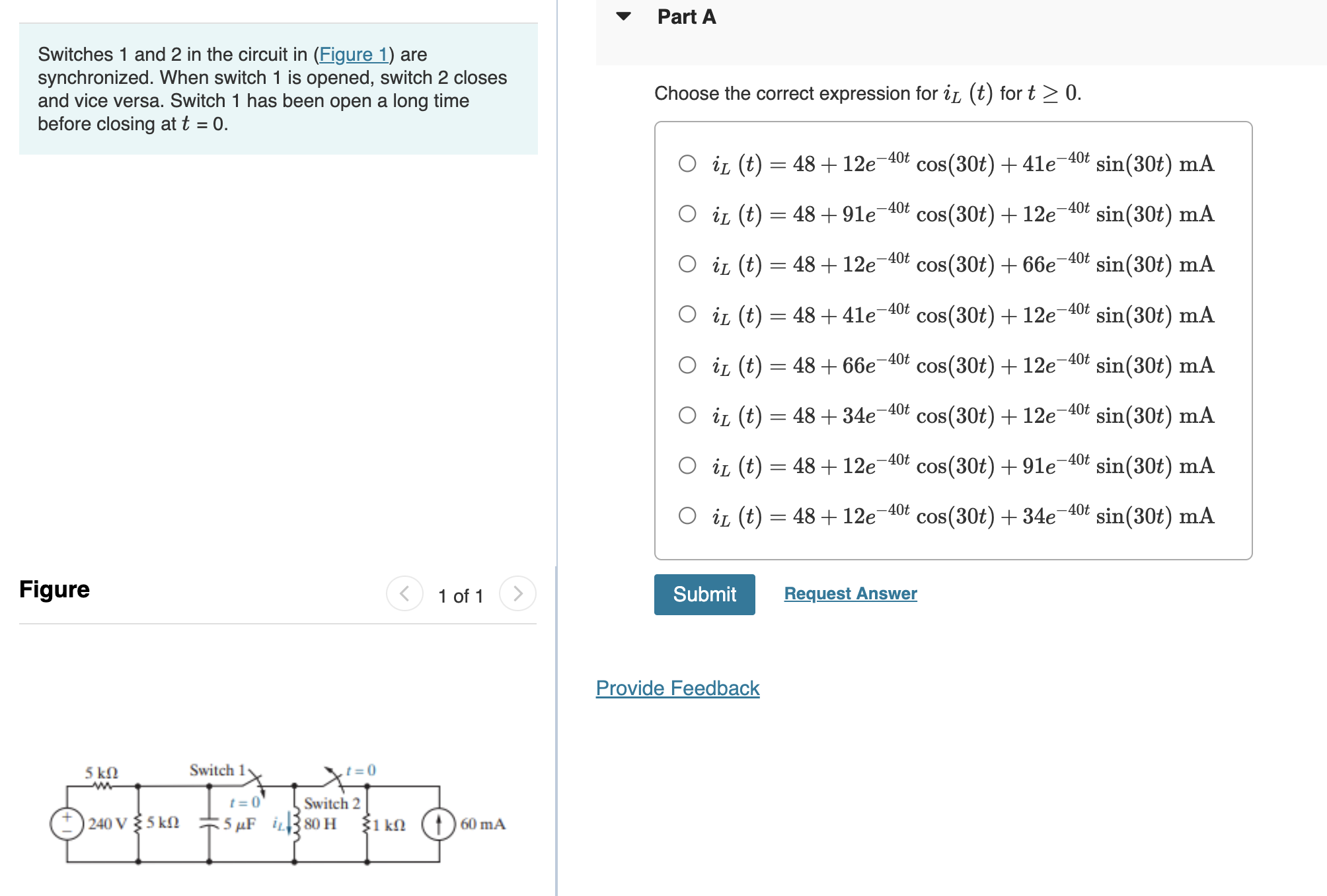 Solved Switches 1 ﻿and 2 ﻿in the circuit in (Figure 1) | Chegg.com